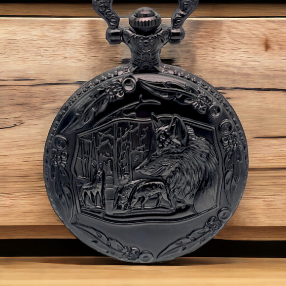 Pocket Watch | Accessories | Wolf Pocket Watch New Black Metal Wolves ...